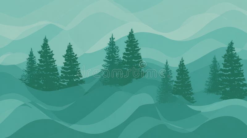 Stylized Evergreen Forest with Wave Patterns. Neural Network AI ...