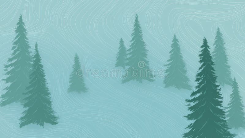 Stylized Evergreen Forest with Wave Patterns. Neural Network AI ...