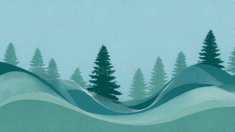 Stylized Evergreen Forest with Wave Patterns. Neural Network AI ...