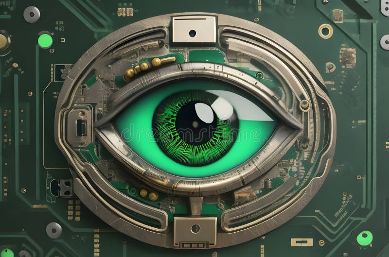 Stylized Eye with Circuit Board Pattern, Future Technology, Cyber ...