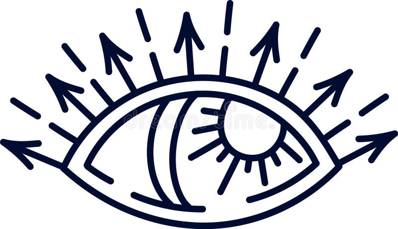 Stylized Eye Radiating Light and Arrows, Symbolizing Vision, Focus, and ...