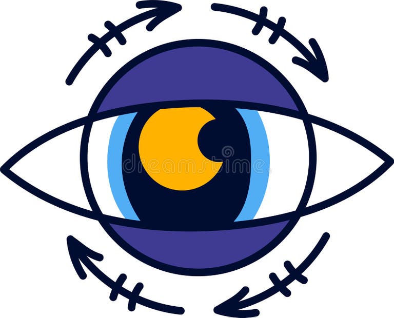 Stylized Eye with Rotating Arrows Around it, Representing Concepts Such As Vision, Perception ...