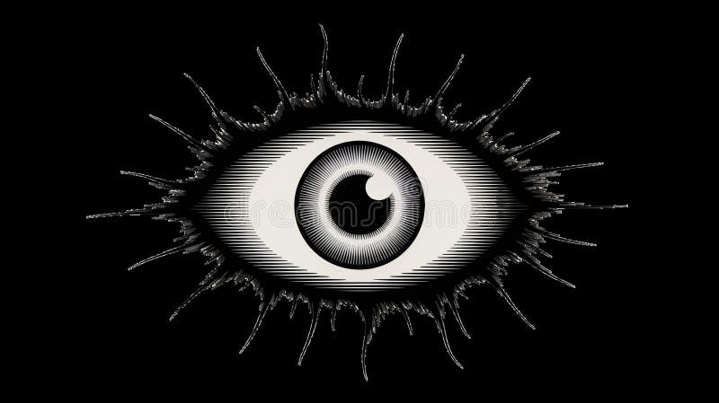 Stylized Eye Staring with Transparent Background, Engraving Style ...