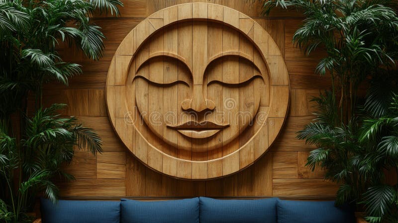 The Stylized Face, Crafted from Wooden Geometric Shapes with Angular ...