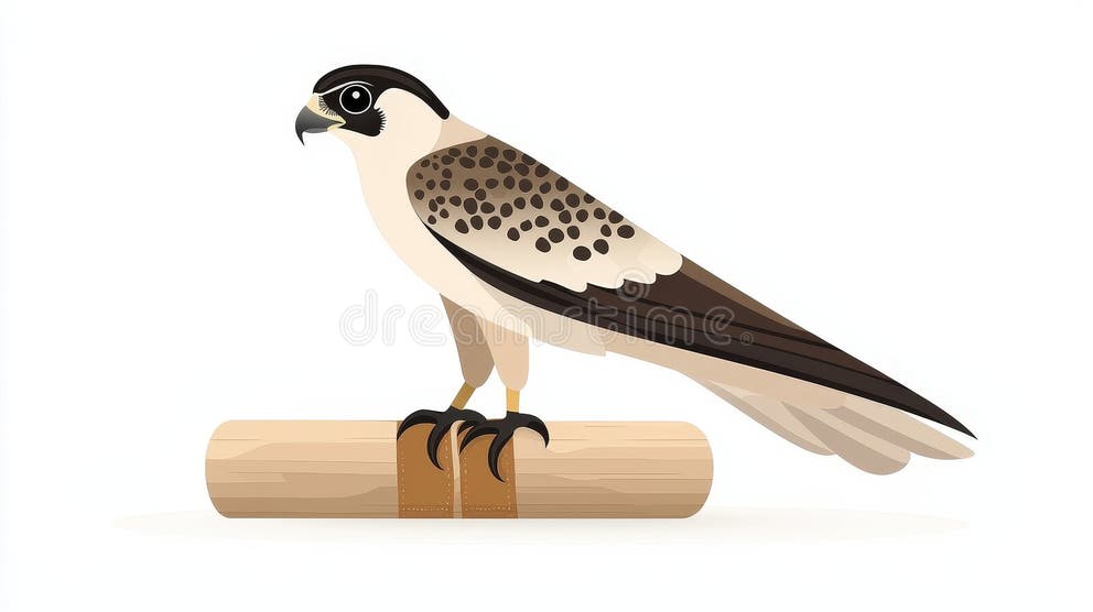 Stylized Falcon Perched on a Roll of Paper with Abstract Elements and a ...