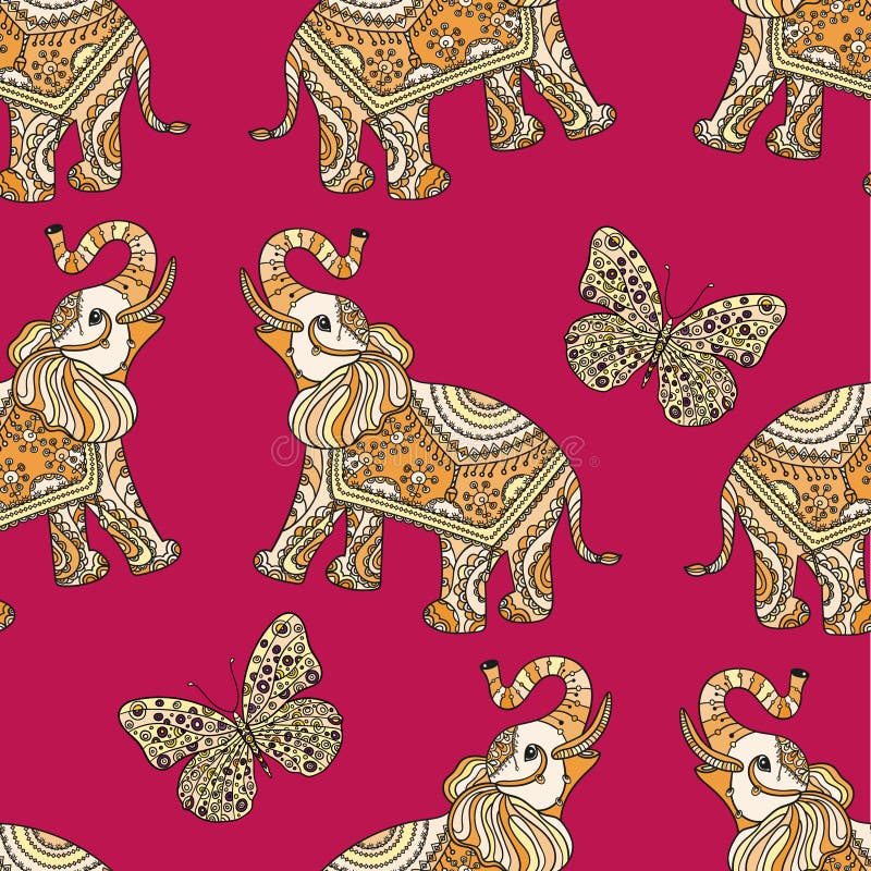 Stylized Fantasy Patterned Elephant Stock Vector - Illustration of ...