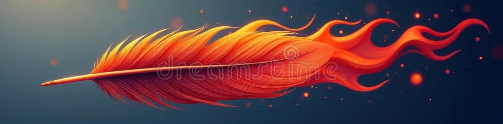 Stylized Feather and Stylized Flame on a Simple Scale , Graphic Design ...