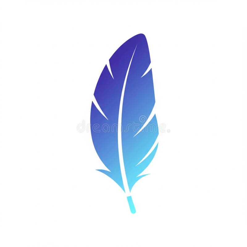A Stylized Feather Icon with a Gradient Color Transition from Deep Blue ...