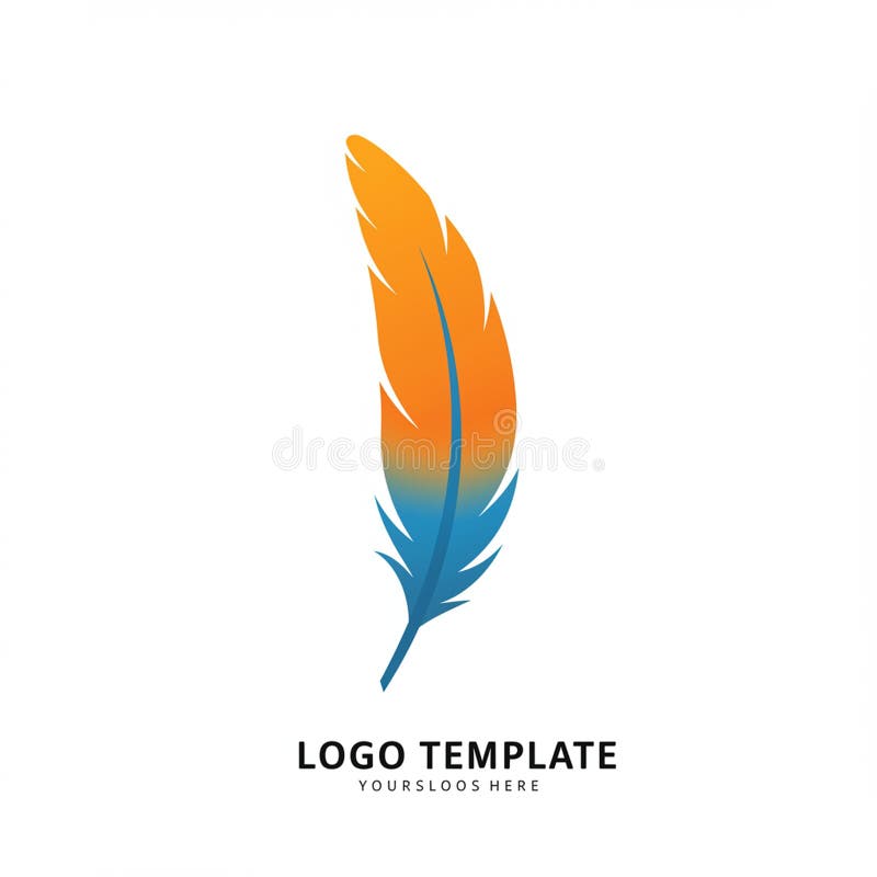 Stylized Feather Logo Template Featuring a Gradient Design ...