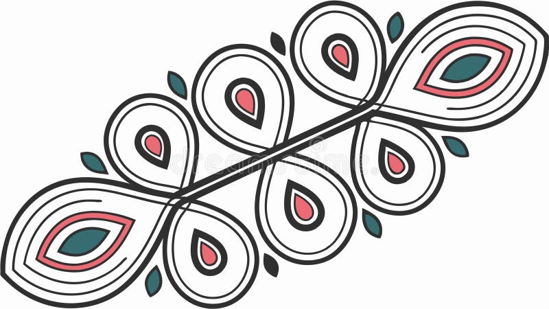 Stylized Feather Motif Symmetrical Pattern Design Vector, Vector Design ...