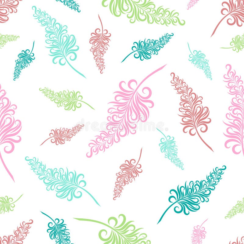 Stylized Feather from Ornament Element Vector Seamless Pattern ...