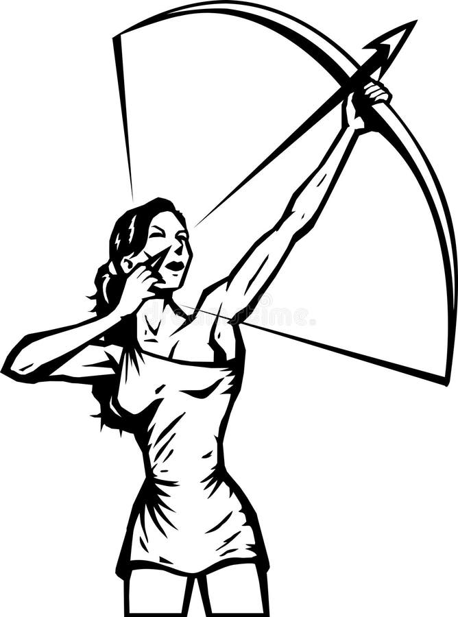 Stylized female Archer stock vector. Image of practice - 12391125