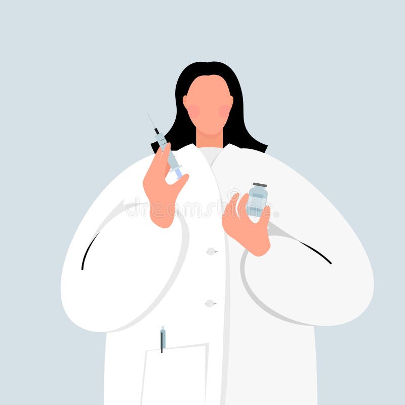 Stylized Female Doctor with a Syringe in Her Hands Stock Vector ...