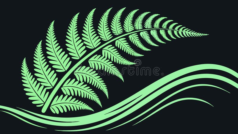 Stylized Fern Leaf with Wavy Lines Illustration Nature Vector Design ...