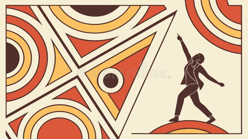 Stylized Figure within Abstract Geometric Pattern Composition Design ...