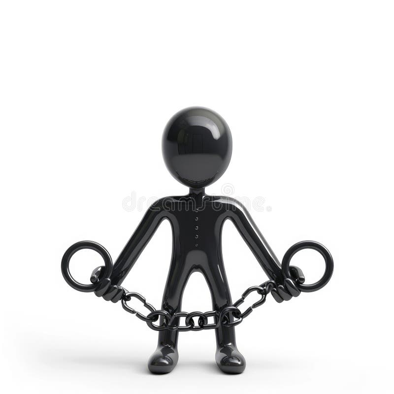 Black Figure Bound by Chains: a 3D Render of Imprisonment Stock ...