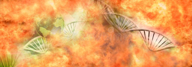 Stylized Figures of DNA Helices on Fire Stock Illustration ...