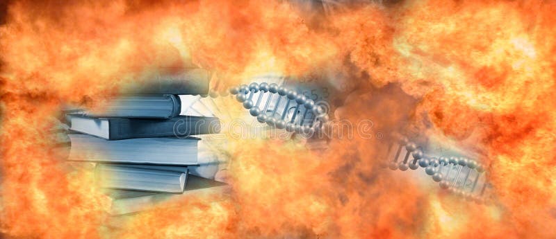 Stylized Figures of DNA Helices on Fire Stock Illustration ...
