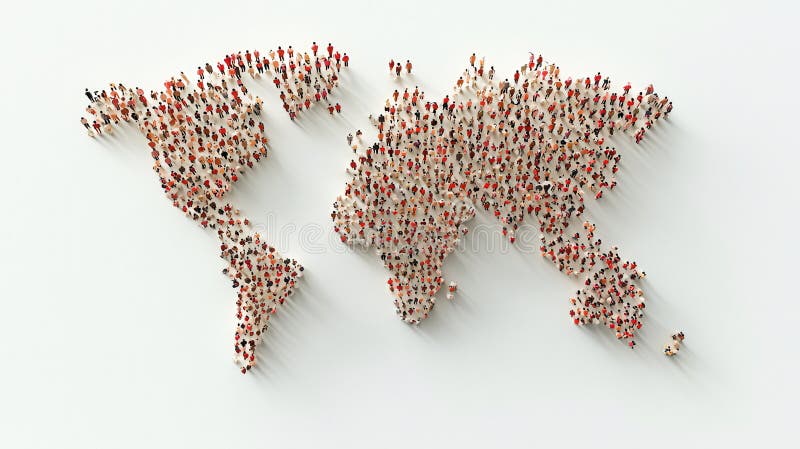 Stylized Figures Forming a World Map Symbolize Global Population ...