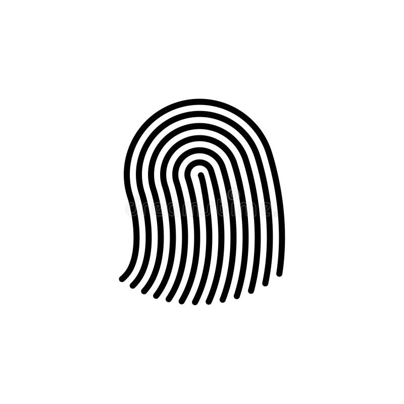 Stylized Finger Print Black and White Icon. Fingerprint Lock Secure ...