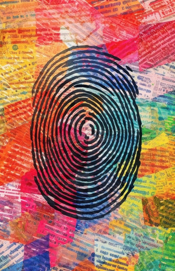Stylized Fingerprint on Colored Paper. Generative AI Stock Illustration ...