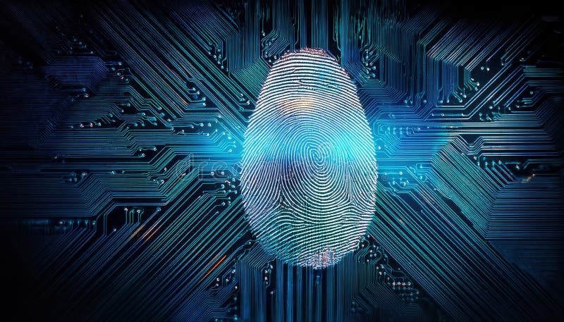 Stylized Fingerprint on Computer Representing Digital Security and ...