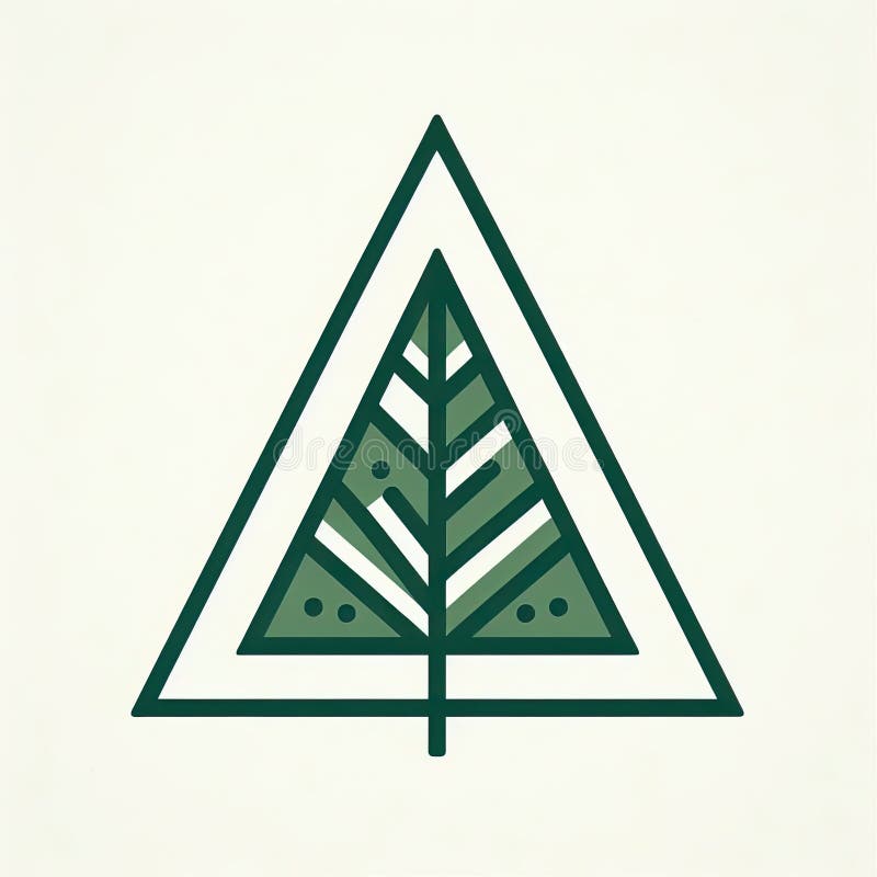 Stylized Fir Tree in Mountain Outline Stock Illustration - Illustration ...