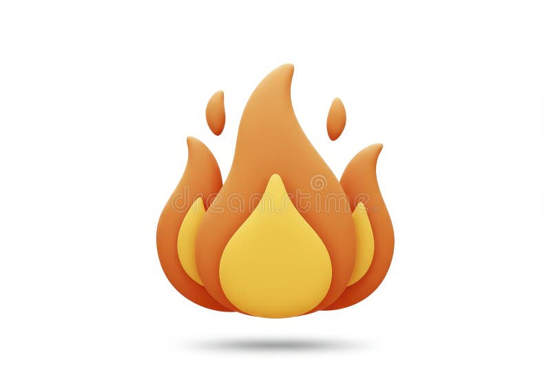 Stylized Fire Flames Illustration in Orange and Yellow on White ...