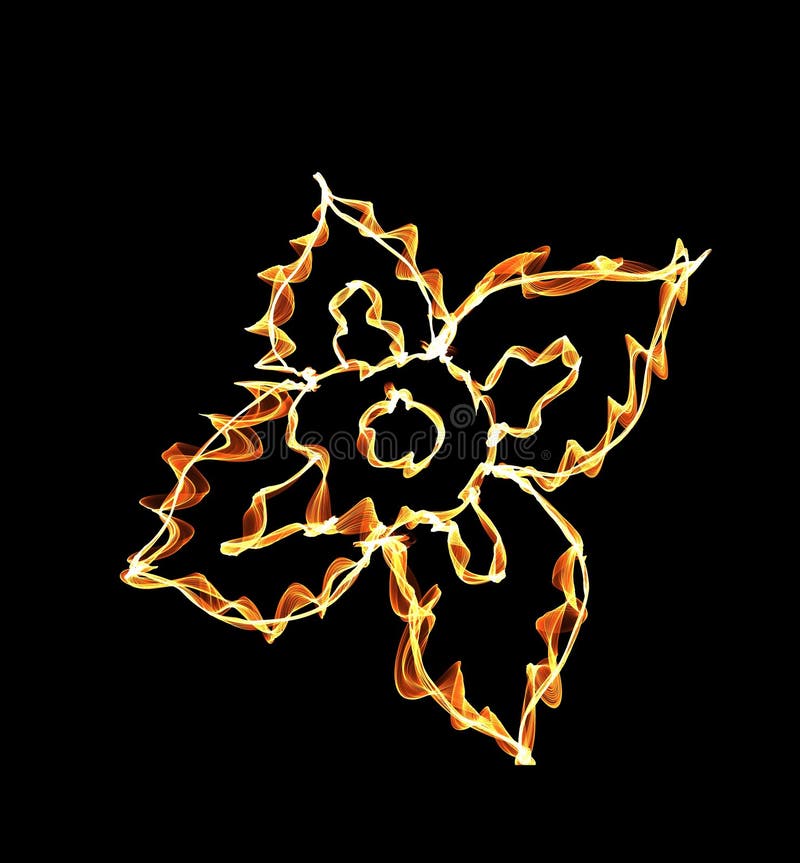 Stylized Fire Flower On Black Stock Vector - Illustration of ...
