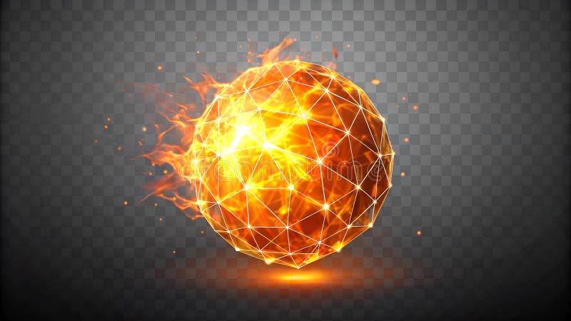 Stylized Fireball with Geometric Shapes Generative AI Stock ...