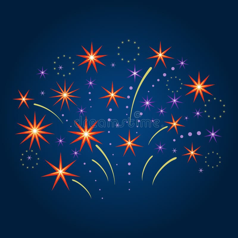 Stylized Firework and Stars. Vector Illustration. Stock Vector ...