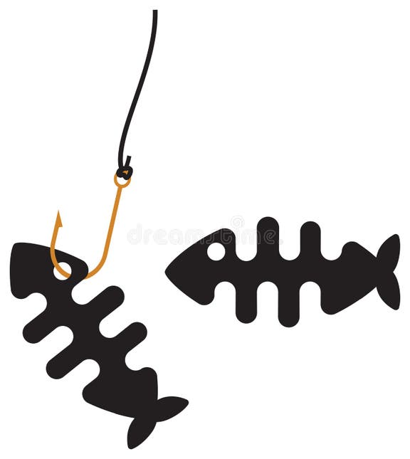 Stylized Fish Bone Skeleton Stock Vector - Illustration of tackle, icon ...