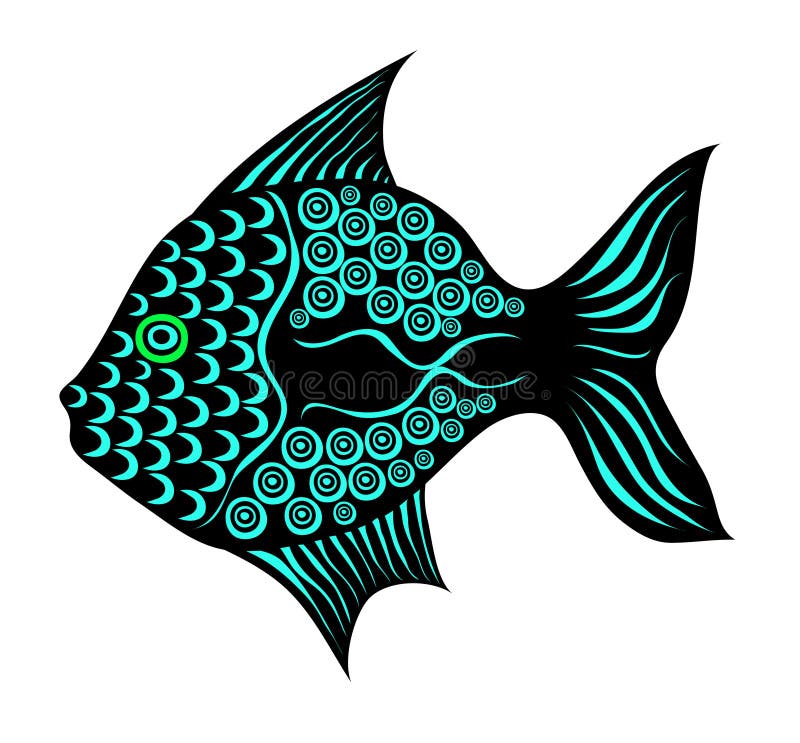 Stylized fish stock vector. Illustration of fantasy, blue - 33402087