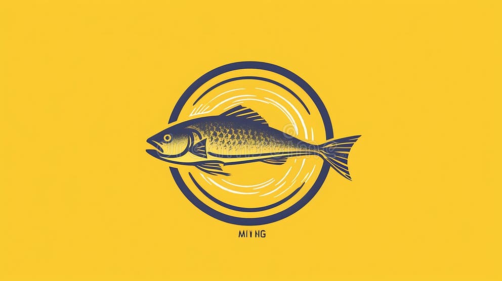 A Stylized Fish Design on a Yellow Background Stock Illustration ...
