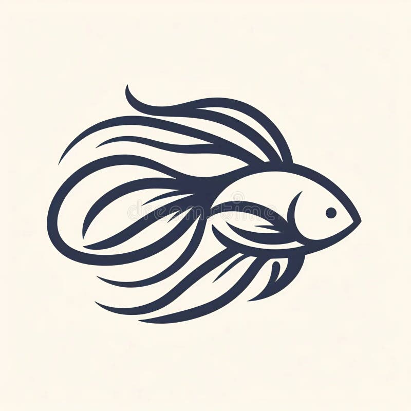 Stylized Fish Drawn with Smooth, Flowing Lines in a Minimal Design ...