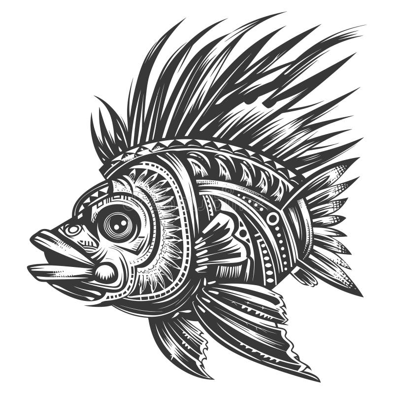 Stylized Ornate Fish Design, Tribal Tattoo Style Illustration Stock ...