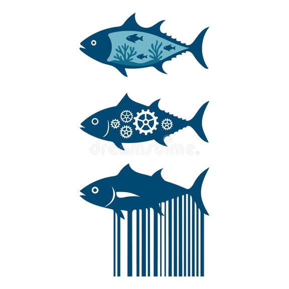 Stylized Fish Industry Technology Barcode Concept Stock Illustration ...