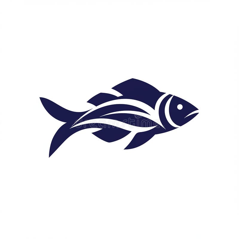 Stylized Fish Logo with a Sleek, Abstract Design in Dark Blue and White ...
