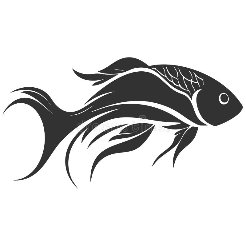 Stylized Fish Silhouette in Black and White Vector Design. Stock Vector ...