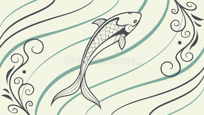 Stylized Fish with Swirling Scale Patterns, Decorative Aquatic Creature ...