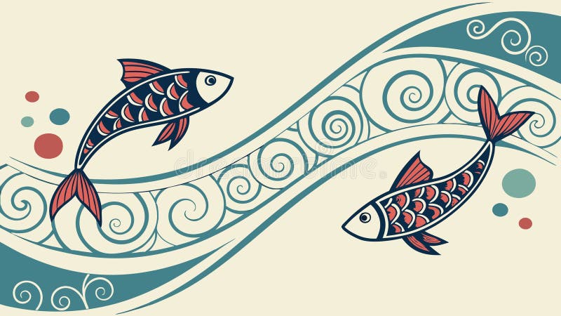 Stylized Fish Wave Pattern Decorative Element Vector, Vector Design ...