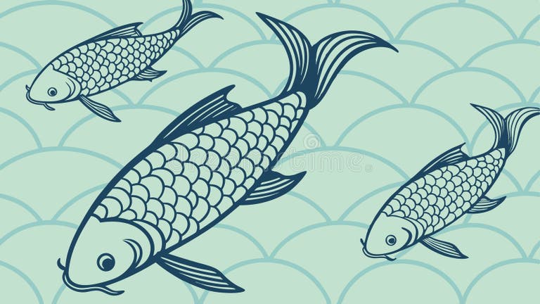 Stylized Fish with Wave Patterns, Representing Aquatic Life, Vector ...