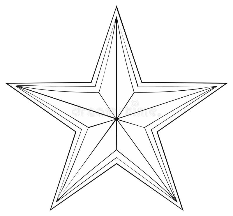 Stylized Five Pointed Star Outline Geometric Line Art Design Element ...