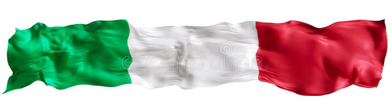 Stylized Flag of Italy Waving in the Wind, Isolated on White Background ...