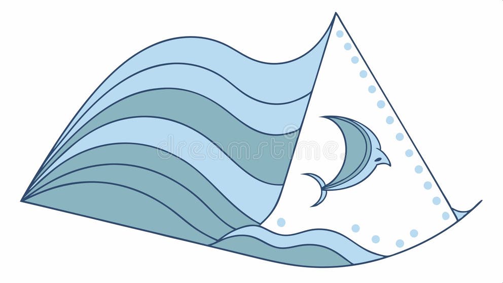 Stylized Flag with Wave Pattern Representing Flow or Movement Vector ...