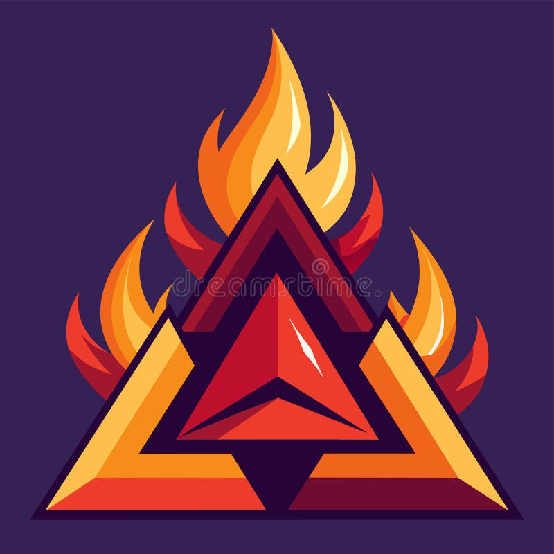 A Stylized Flame Design with Triangular Shapes Set Against a Dark ...