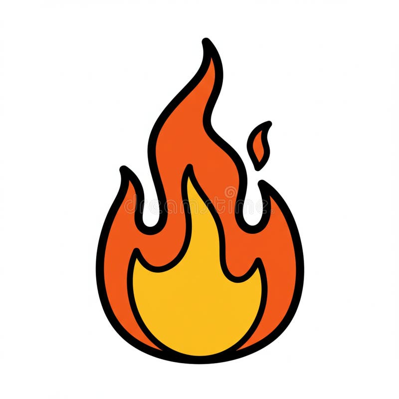 Stylized Flame Illustration with Bold Black Outlines. the Design ...