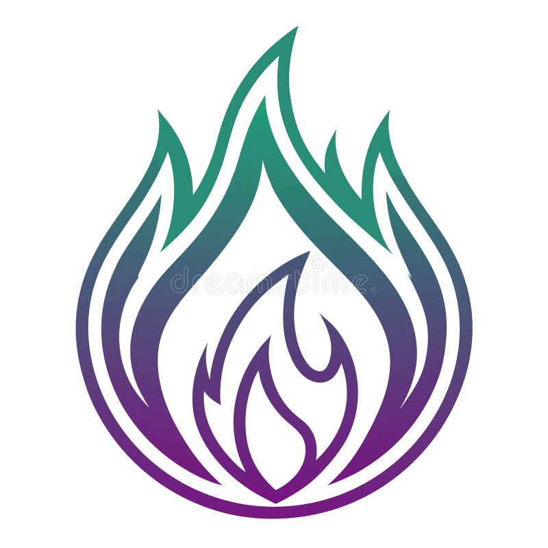 Stylized Flame Illustration in Gradient Colors for Tattoos and Graphic ...