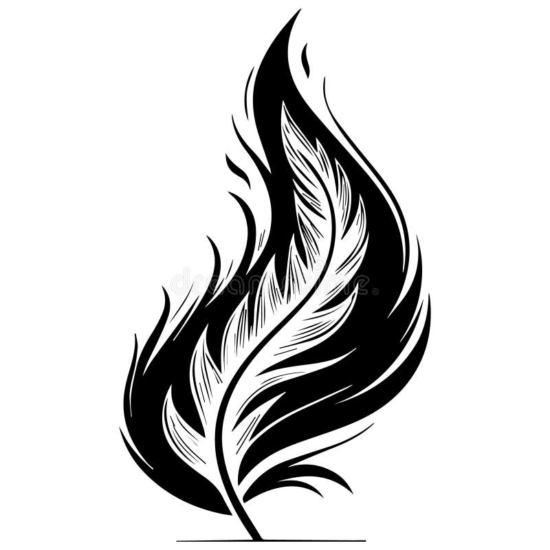 Stylized Flame Silhouette - Minimalist Black and White Abstract Fire ...