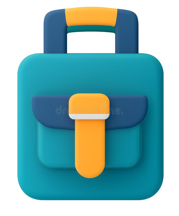 Backpack flat 3D icon stock photo. Illustration of handle - 375730544